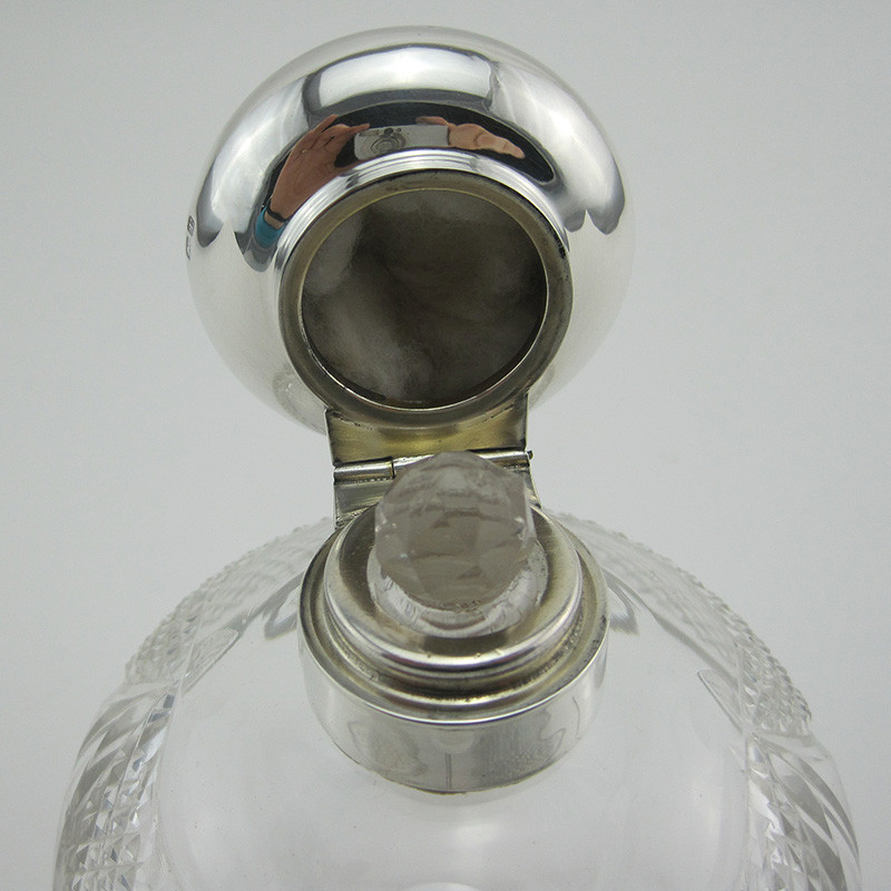 Edwardian Silver Top Perfume Bottle with Hinged Embossed Garland and ...