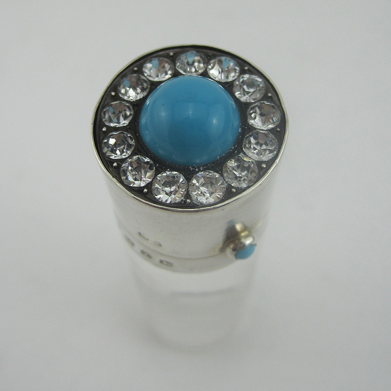 Pretty Silver Topped Perfume Bottle with a Circle of Paste Diamonds