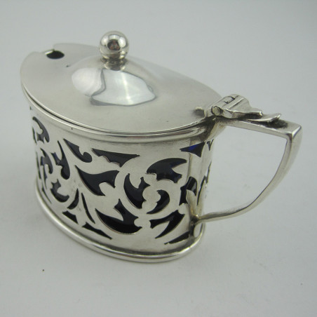 Late Victorian Oavl Sterling Silver Mustard Pot (1901)