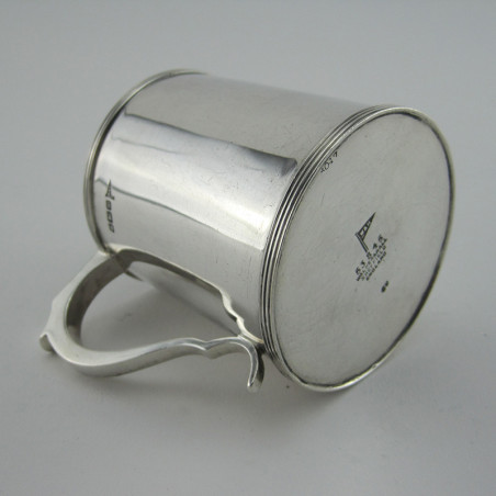 Stylish Sterling Silver Christening Mug with Cylindrical Plain Body
