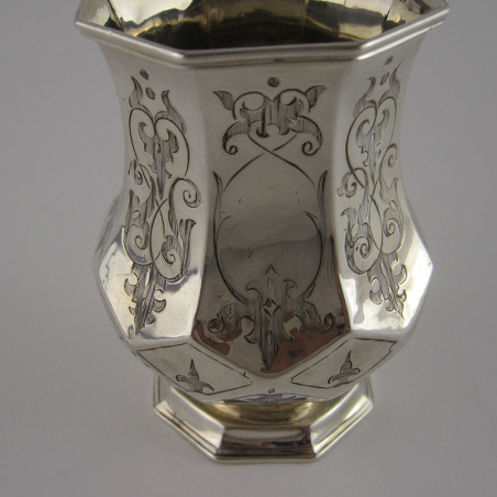 Unusual Victorian Sterling Silver Exeter Hallmarked Christening Mug (1857)