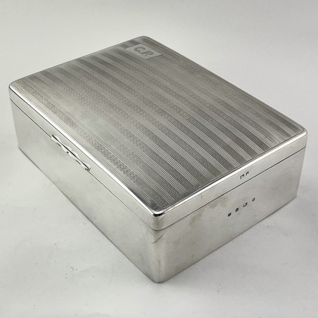 Large Edwardian Rectangular Sterling Silver Cigar Box (1905)