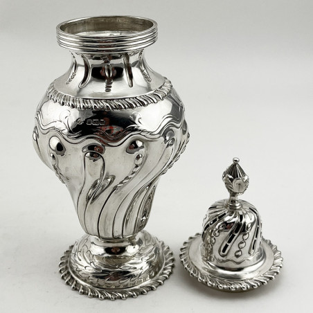 Large Sterling Silver Sugar Caster in an Inverted Pear Shape (1912)