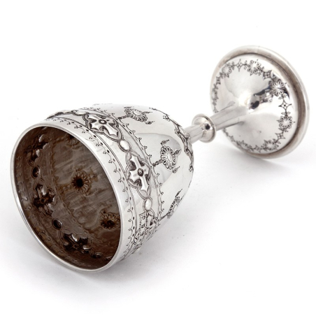 George Unite Silver Goblet with Chased Floral and Fluted Decoration (1871)