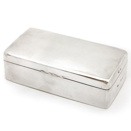 Victorian Plain Silver Cigar Box with Rounded Corners and Cedar Lining