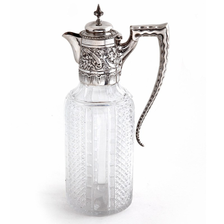 Victorian Silver Claret Jug with a Hinged Domed Cover and Crimped ...