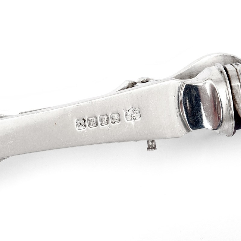 Antique Silver Plated Asparagus Tongs with a Spring Loaded Mechanism