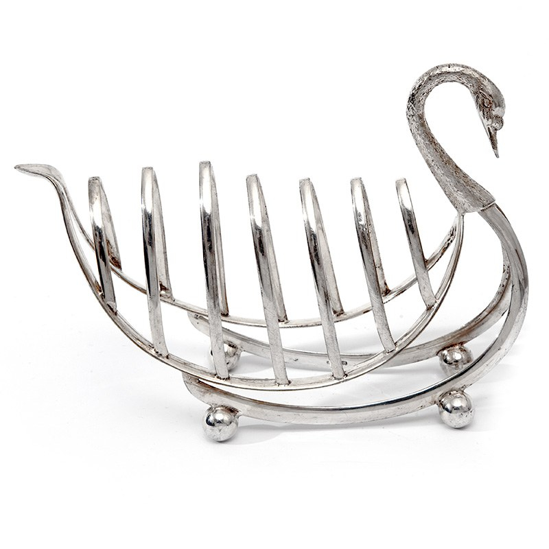 Antique Edwardian Silver Plated Swan Shaped Toast Rack (c.1910)