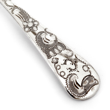 Twelve Boxed Edwardian Silver Tea Spoons with Matching Sugar Tongs