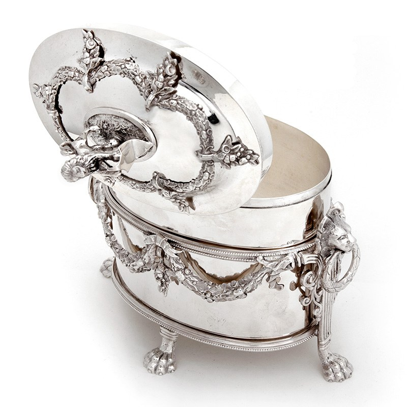 Victorian Atkin Brothers Silver Plate Box with Lion Finial and ...