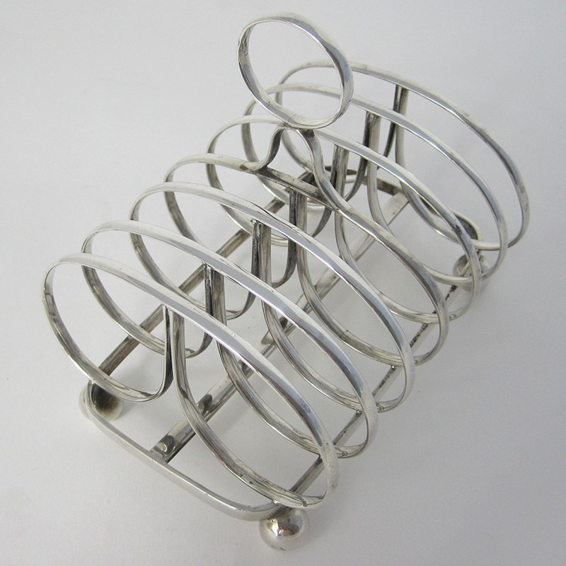 Georgian Style Silver Toast Rack with Seven Bar Butterfly Style Divisions