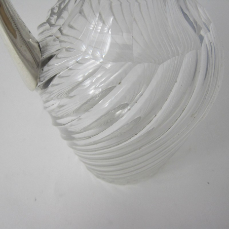 Victorian Silver Mounted Claret Jug with Clear Glass Ovoid Shape Spiral ...