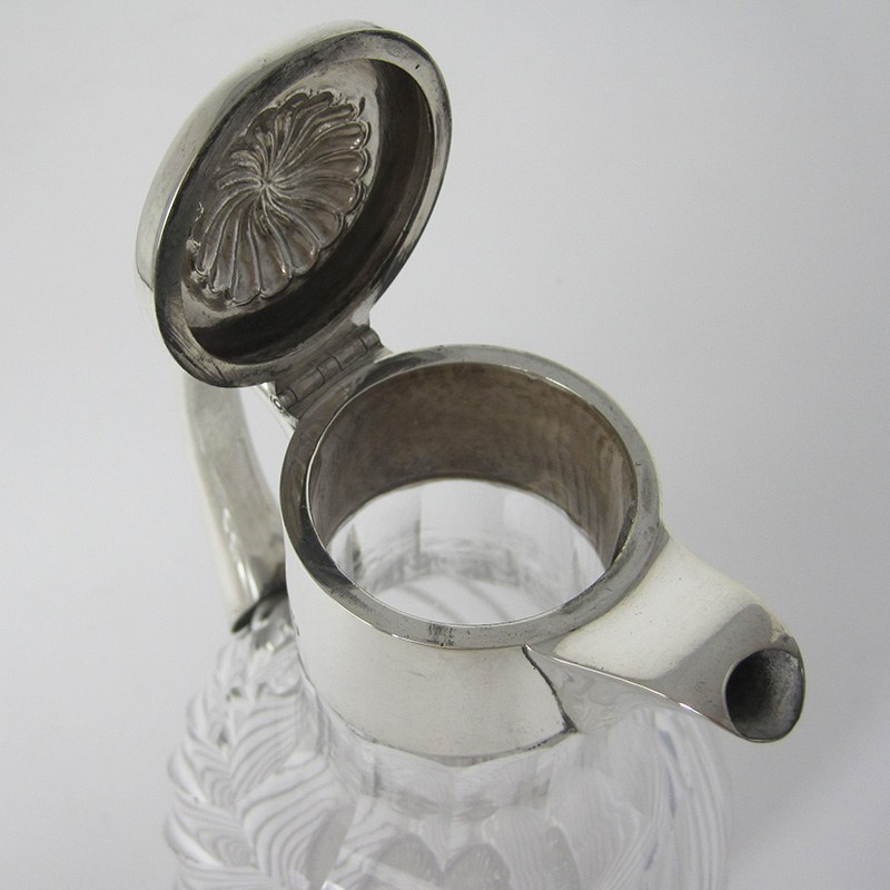 Victorian Silver Mounted Claret Jug with Clear Glass Ovoid Shape Spiral ...