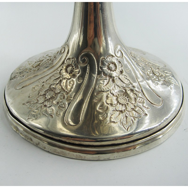 Large Victorian Silver Goblet Trophy Cup with Floral and Scroll Embossing